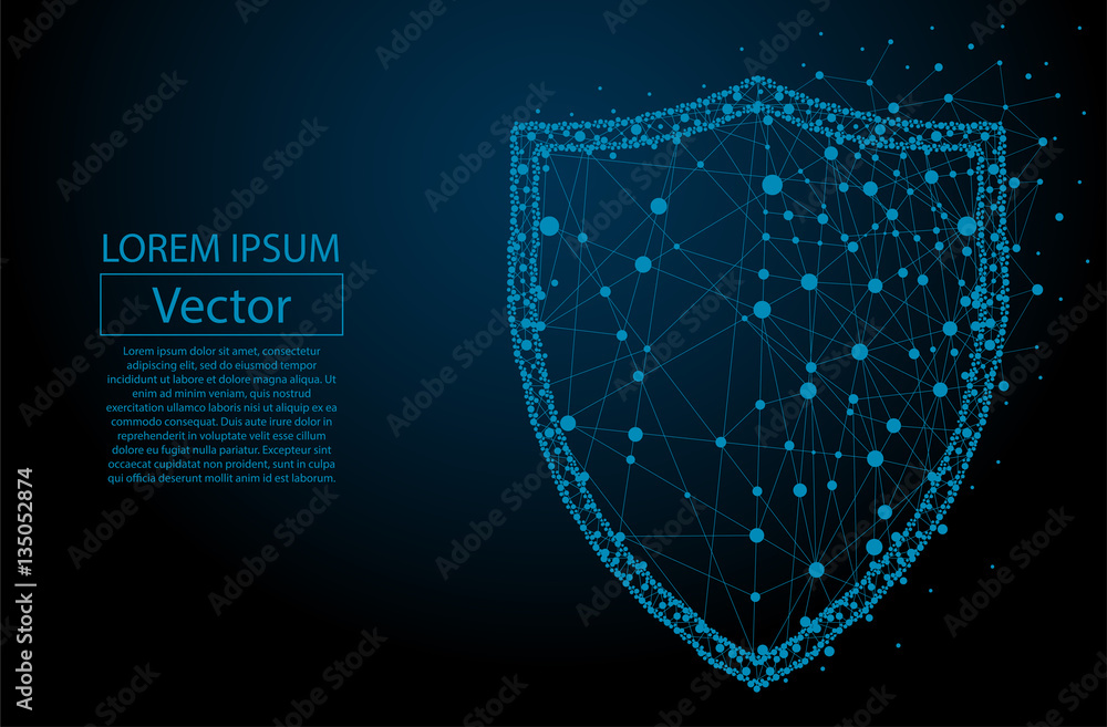 Security Shield composed of polygons. Business concept of data ...