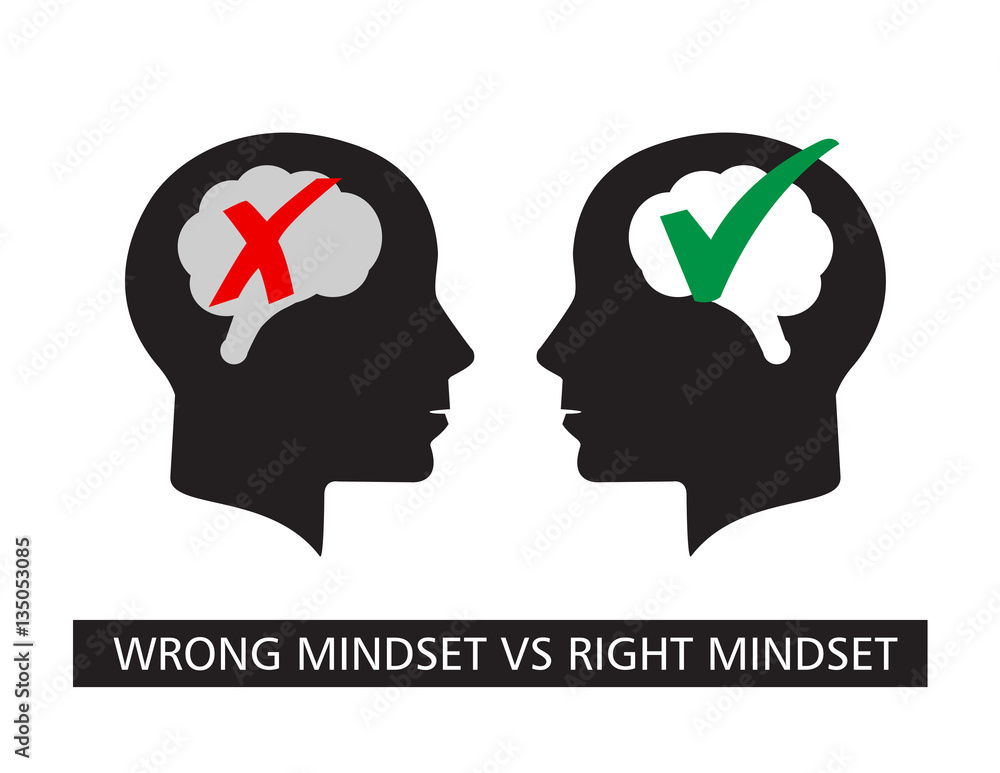 Wrong mindset vs Right mindset vector illustration Stock Vector | Adobe ...