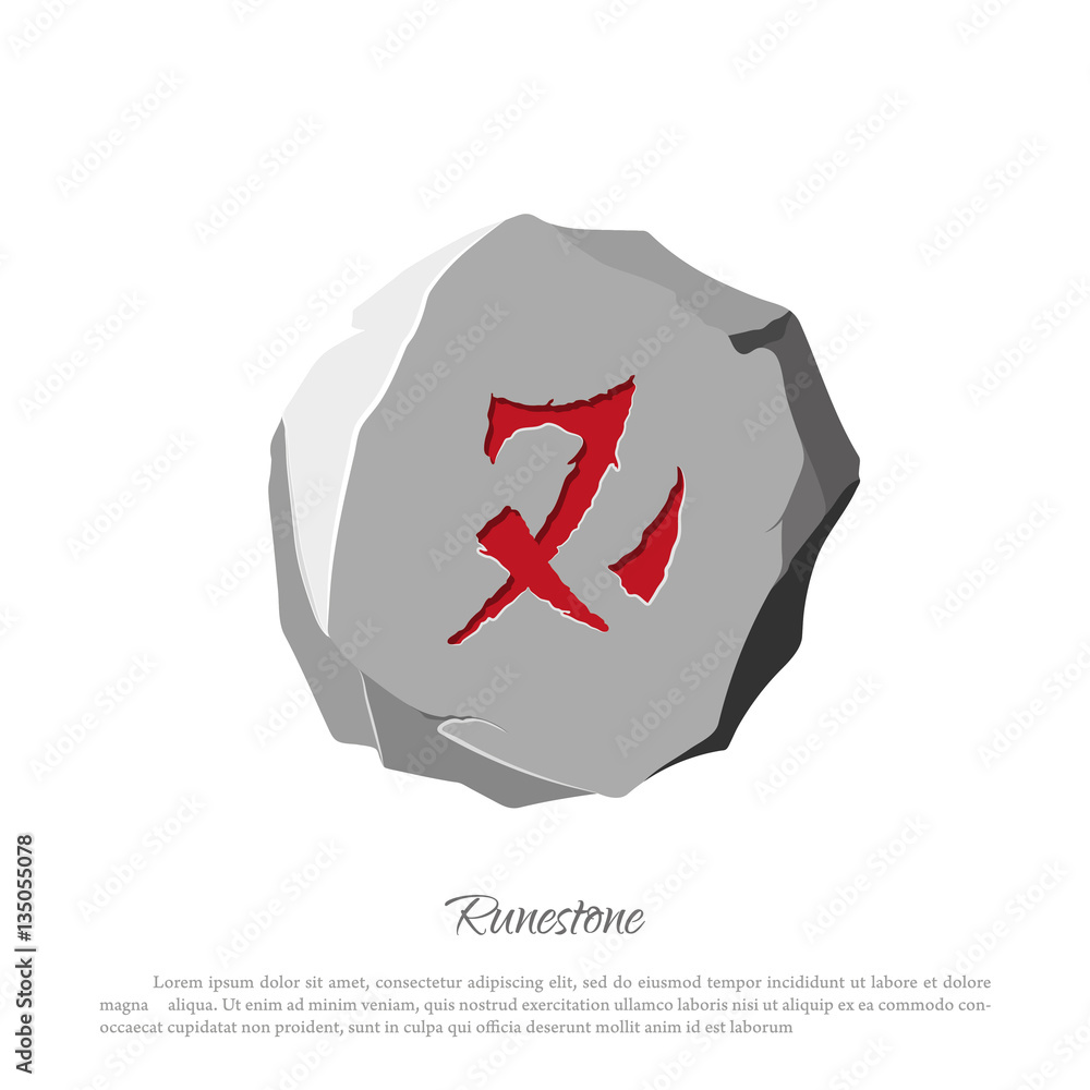 Rune stone on a white background in cartoon style. The object to Stock ...