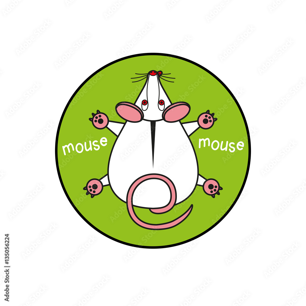 Cartoon vector mouse. mousy top view. Inscribed in a circle as an ...