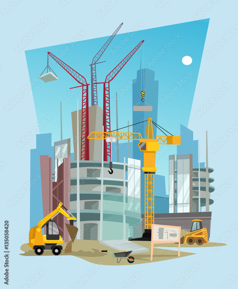 Construction vector flat cartoon illustration Stock Vector | Adobe Stock
