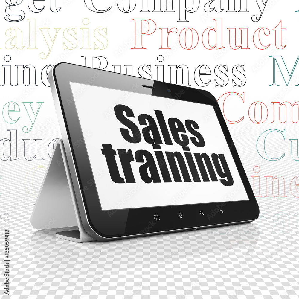 Advertising concept: Tablet Computer with Sales Training on display ...