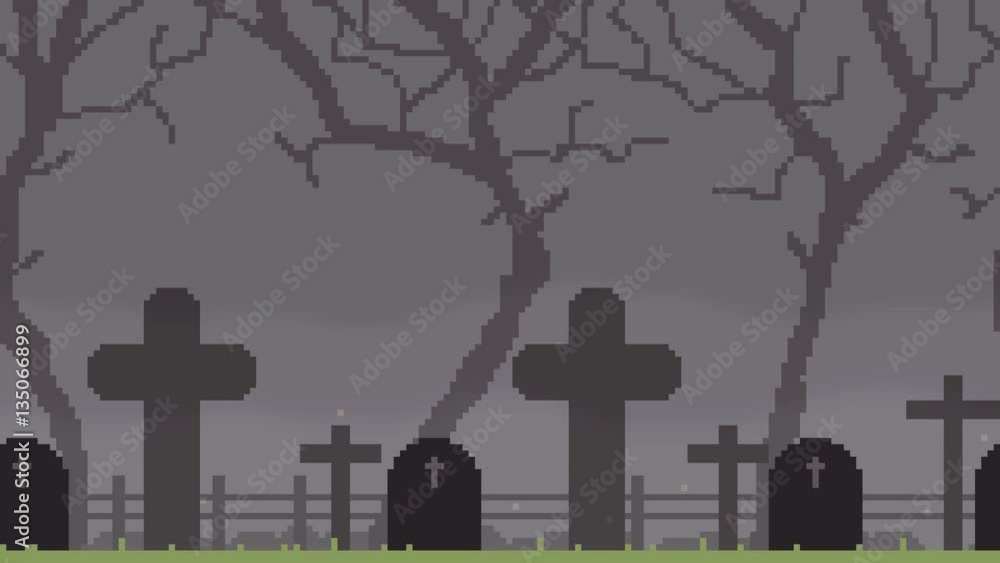pixel art cemetery Stock Video | Adobe Stock