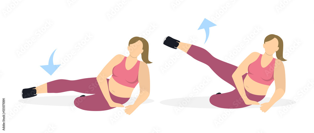 Exercise for legs on white background. Workout for legs. Exercises for ...