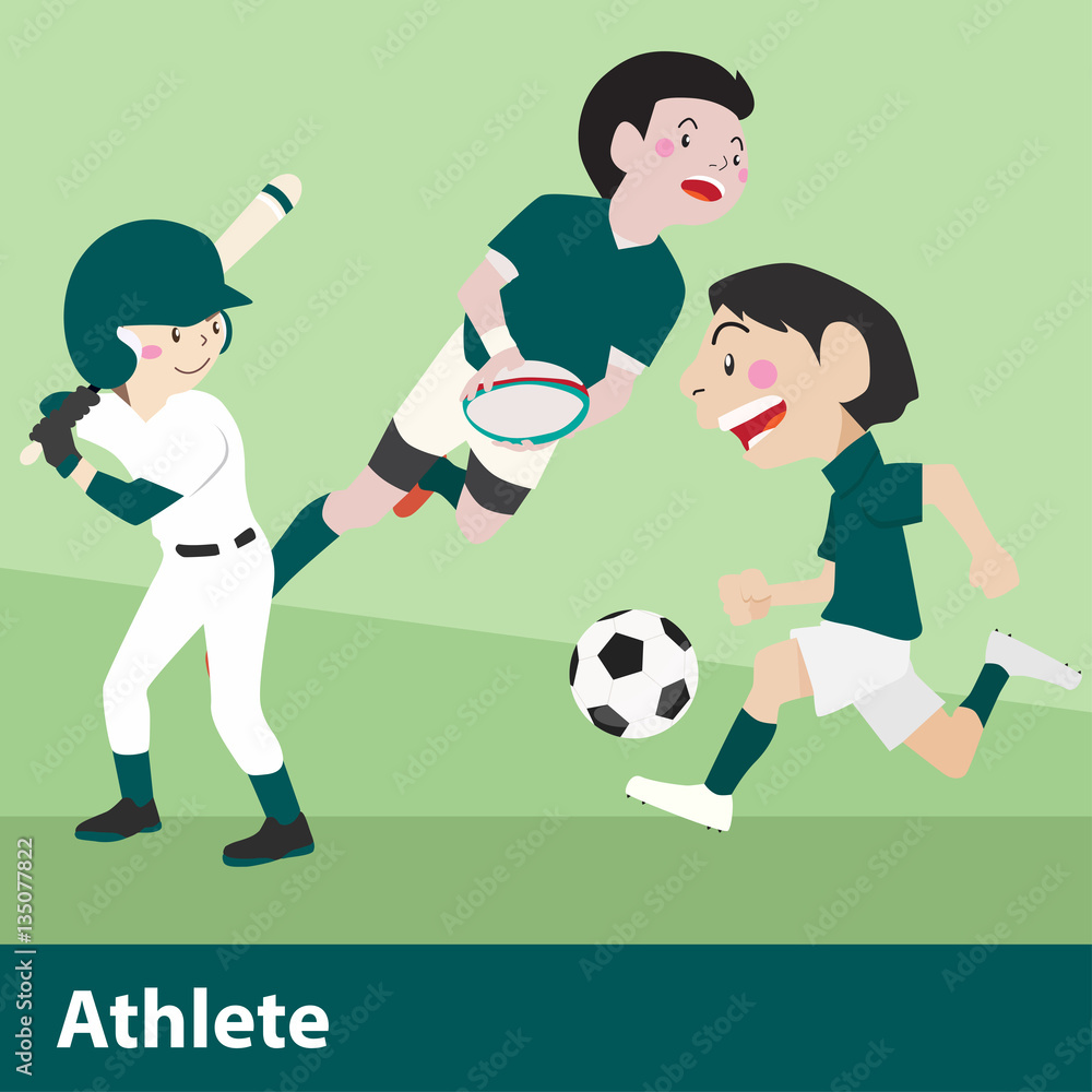 Athletic sport vector cartoon illustration set Stock Vector | Adobe Stock