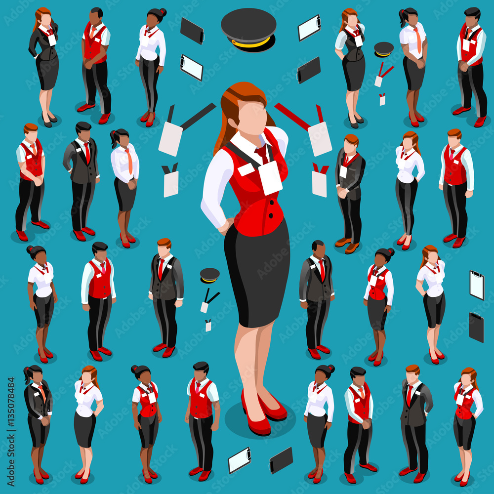 Isometric people isolated meeting infographic. 3D Isometric person icon ...