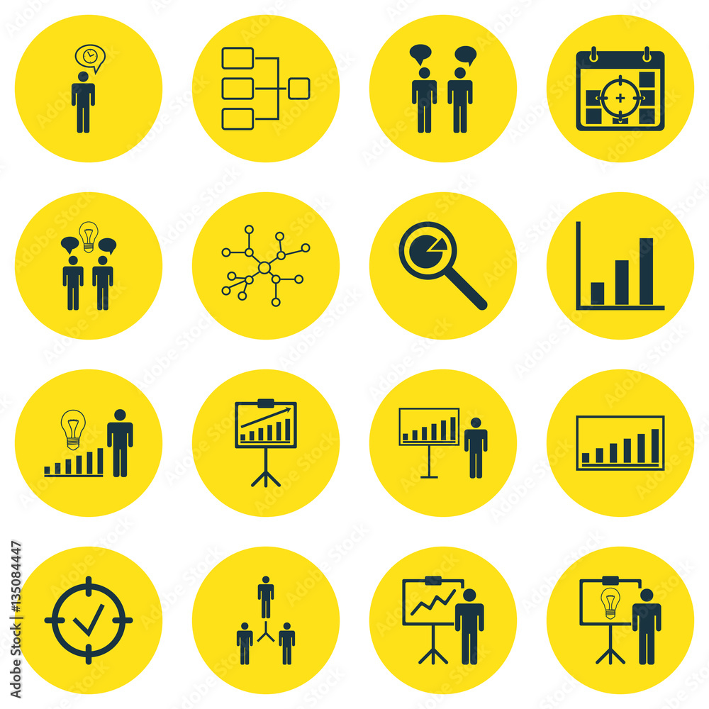 Set Of 16 Administration Icons. Includes System Structure, Conversation ...