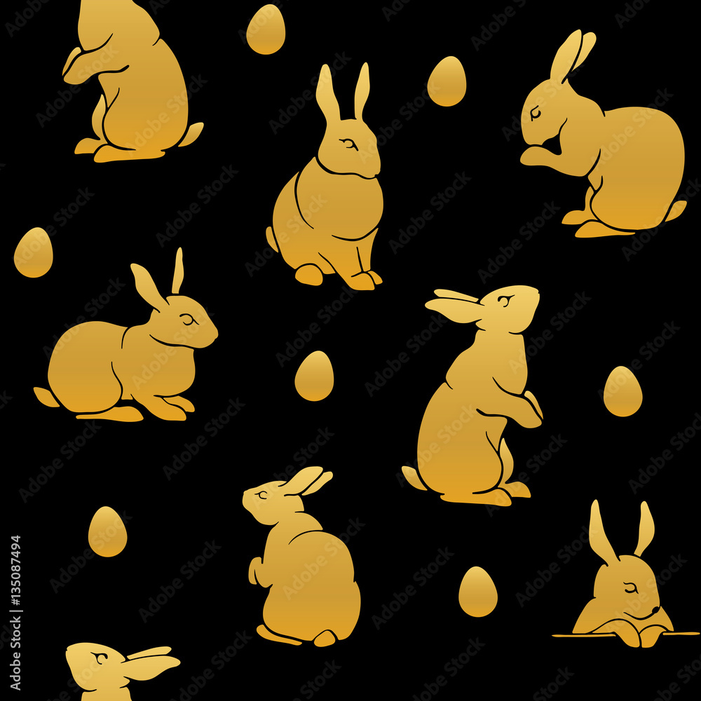 Rabbit gold silhouettes Stock Illustration | Adobe Stock