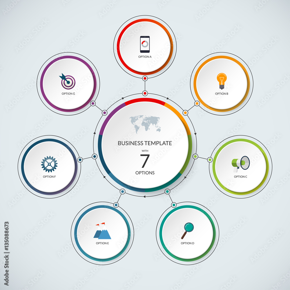 Infographic circle. Modern minimalistic template with 7 options. Vector ...