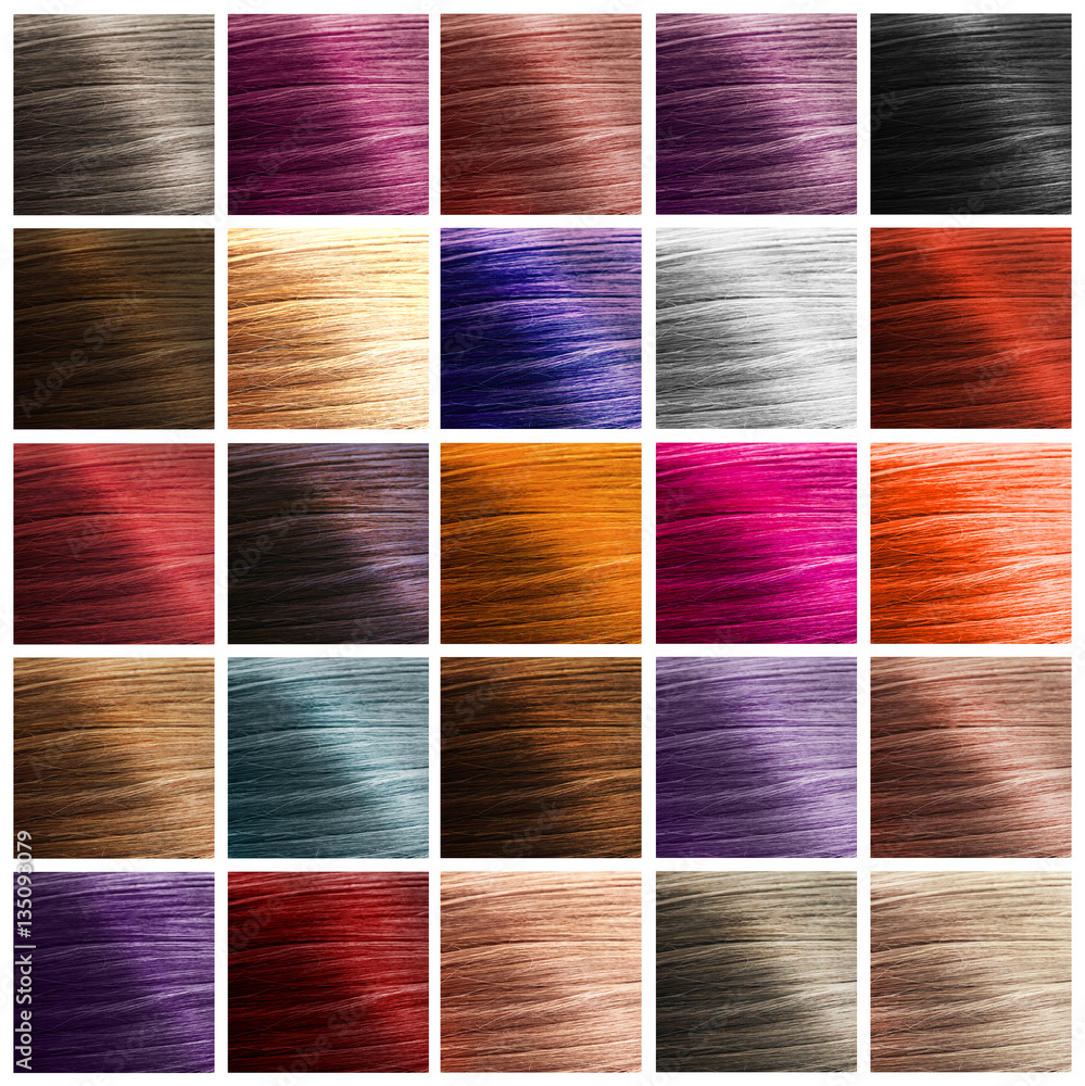 Colorful hair palette background. Hairstyles and care concept Stock ...