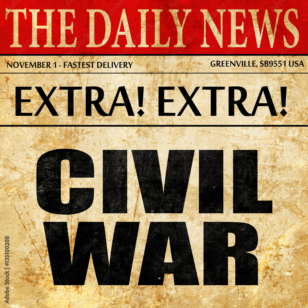 civil war, newspaper article text ilustración de Stock | Adobe Stock