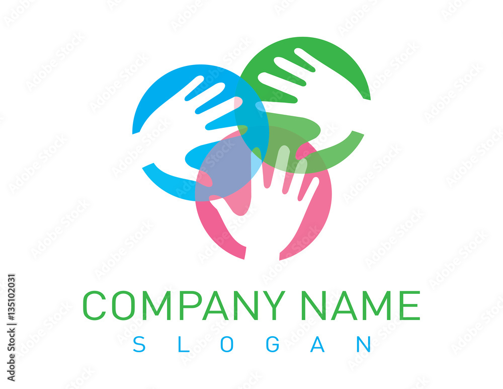 Team work hands logo Stock-Vektorgrafik | Adobe Stock