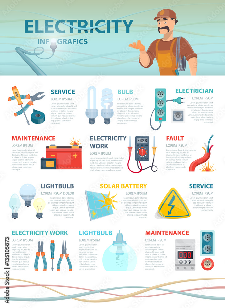 Professional Electrician Infographic Template Stock Vector | Adobe Stock
