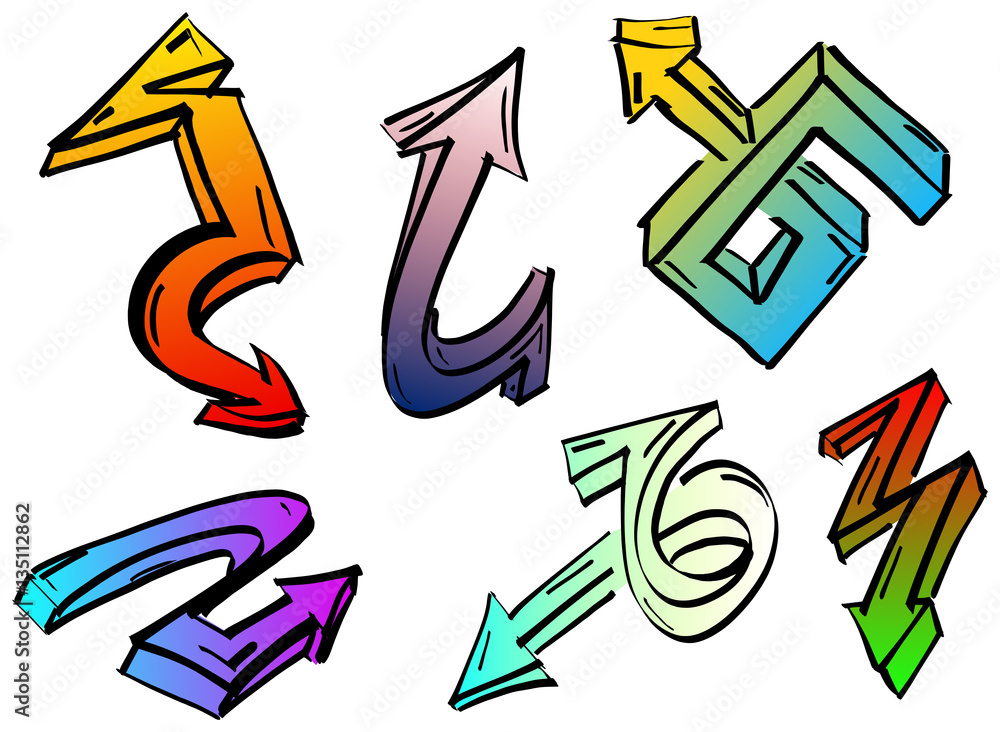 Set of colorful graffiti arrows Stock Illustration | Adobe Stock