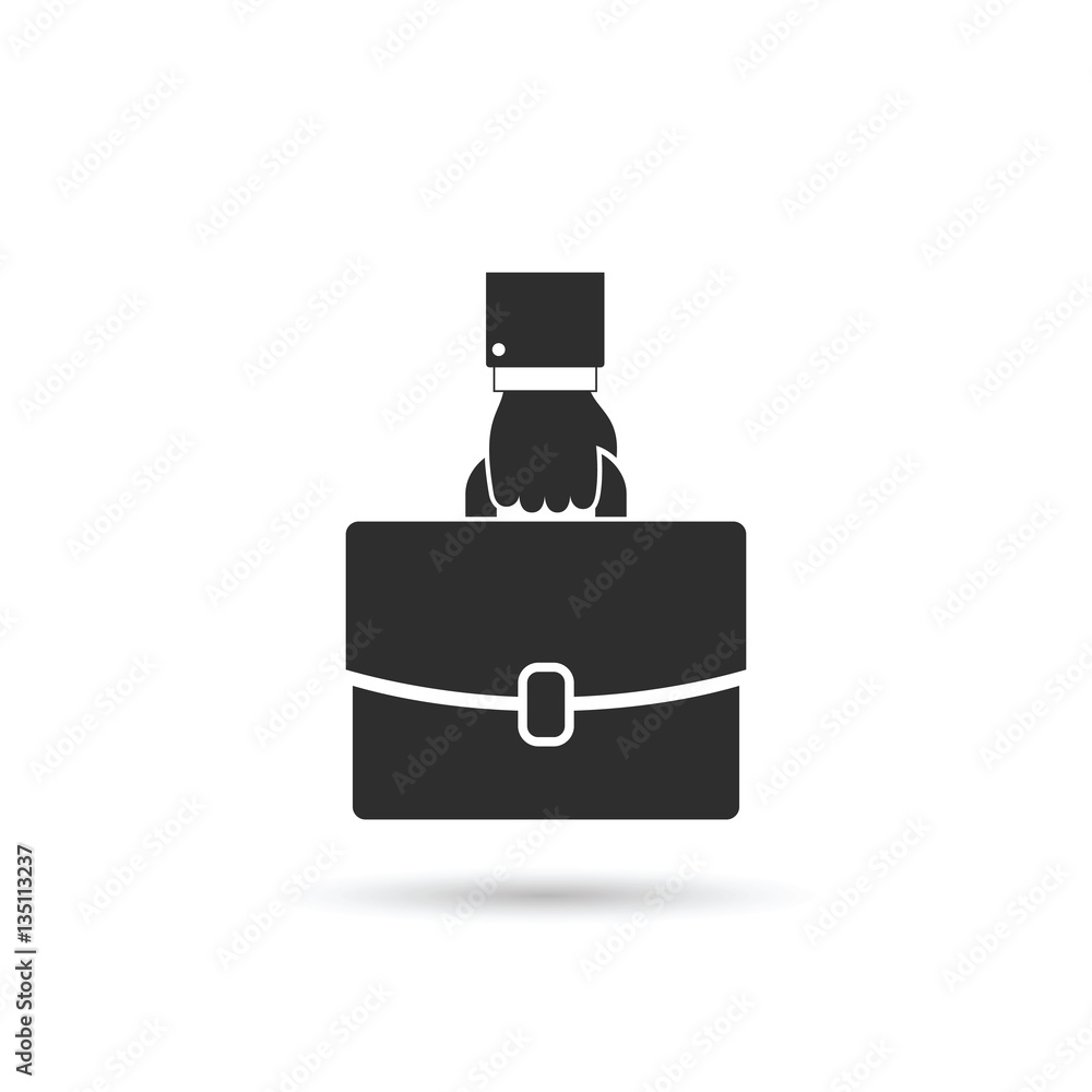 Hand holding briefcase vector icon. Stock Vector | Adobe Stock