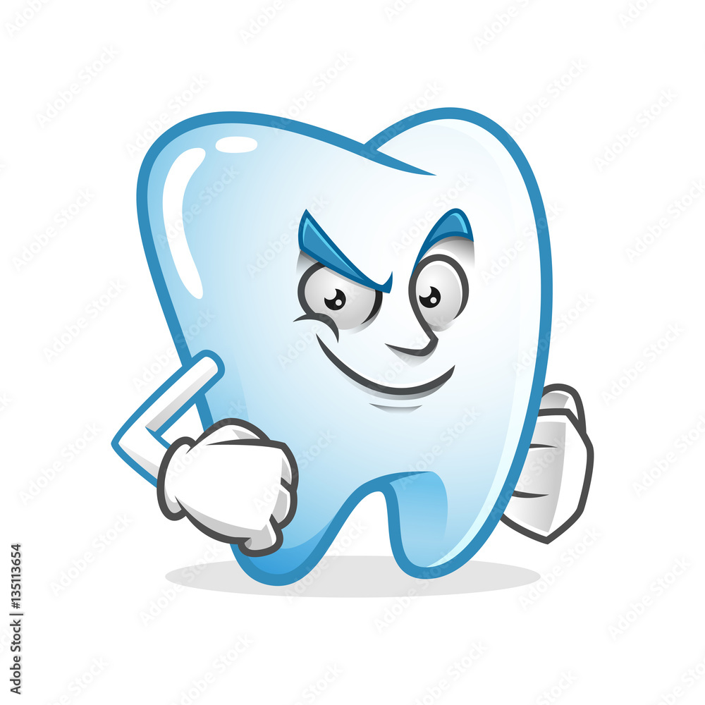 Confident tooth mascot, tooth character, tooth cartoon vector Stock ...