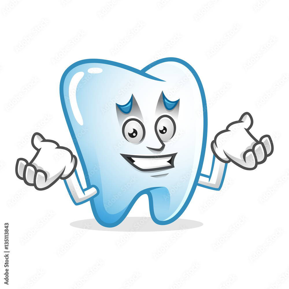 Confused tooth mascot, tooth character, tooth cartoon vector Stock ...