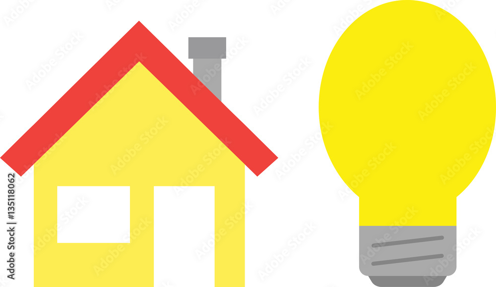 Vector house with light bulb Stock-Vektorgrafik | Adobe Stock