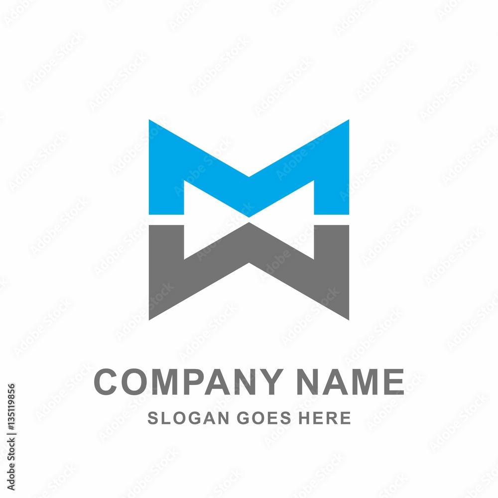 Monogram Letter M & W Geometric Infinity Triangle Architecture ...