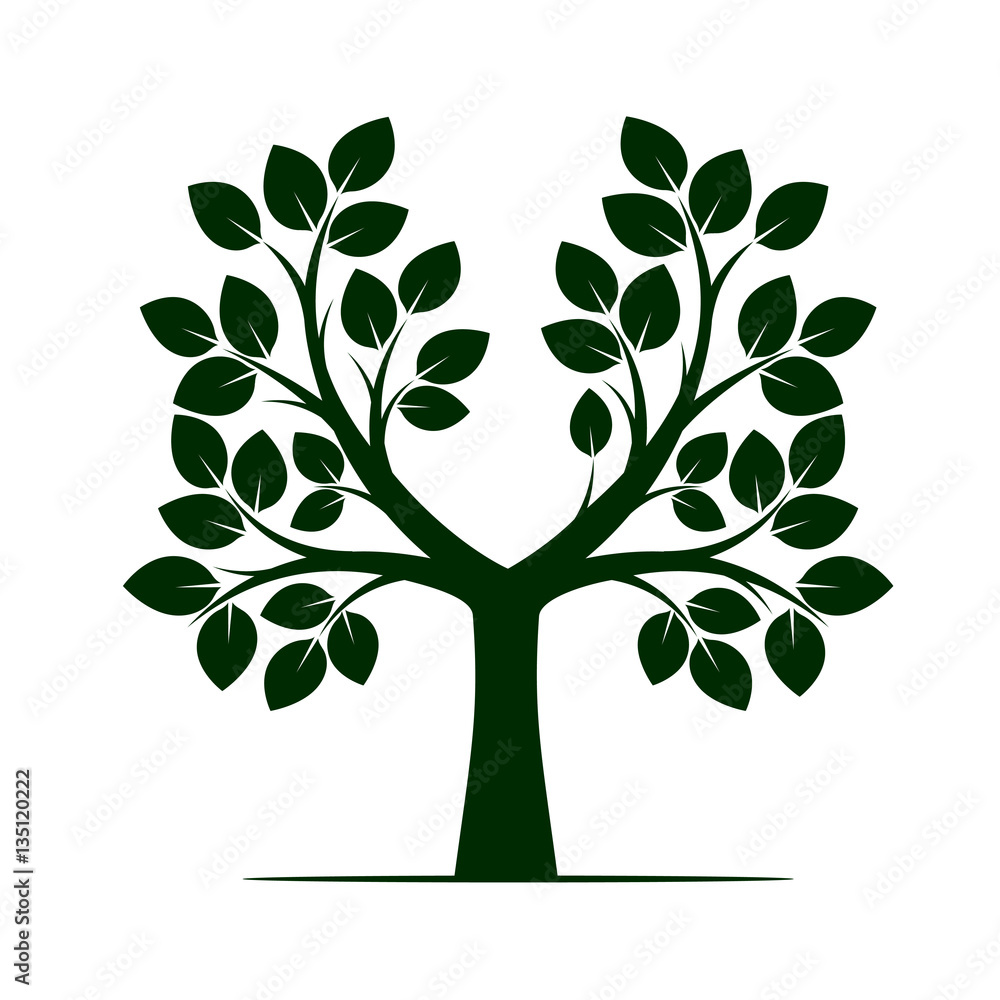 Green Color Tree. Vector Illustration. Stock Vector | Adobe Stock