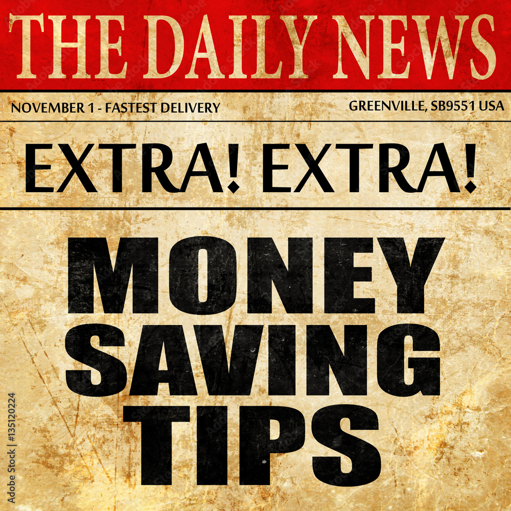 money saving tips, newspaper article text Stock-Illustration | Adobe Stock