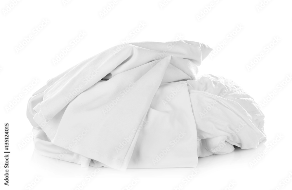 Pile of clothes on white background Stock Photo | Adobe Stock