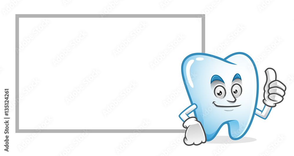 tooth mascot with blank sign, tooth character, tooth cartoon vector ...