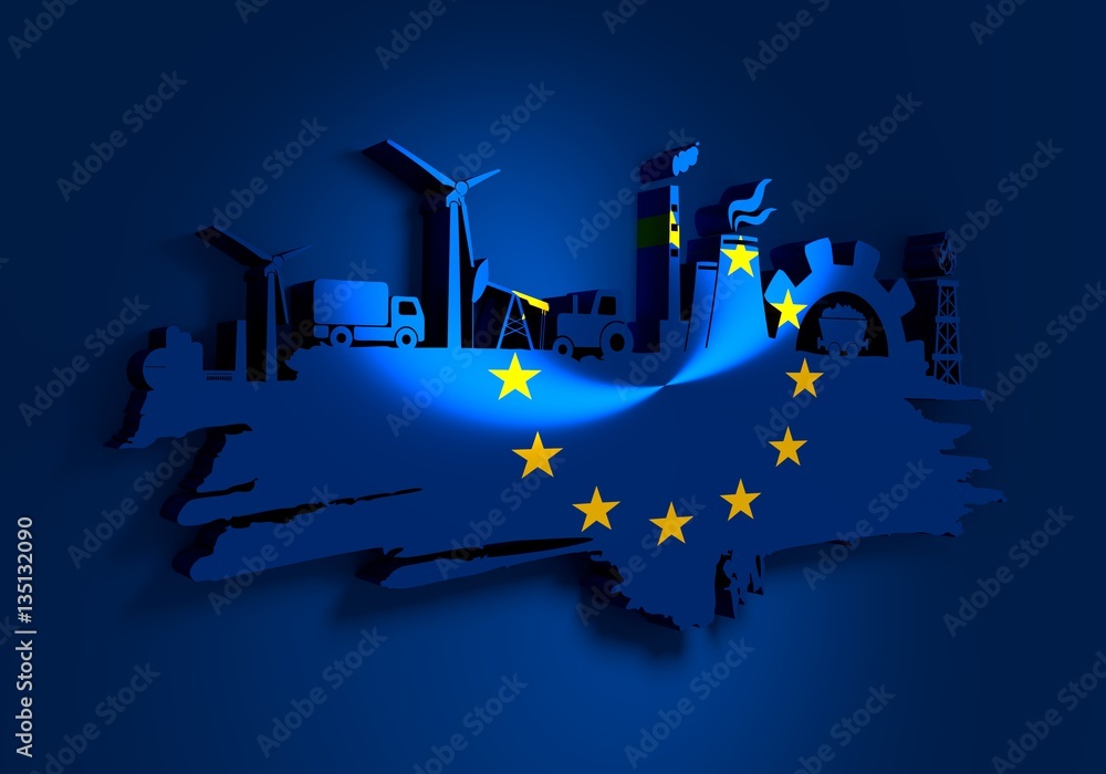 Energy and Power icons set and grunge brush stroke. Energy generation ...