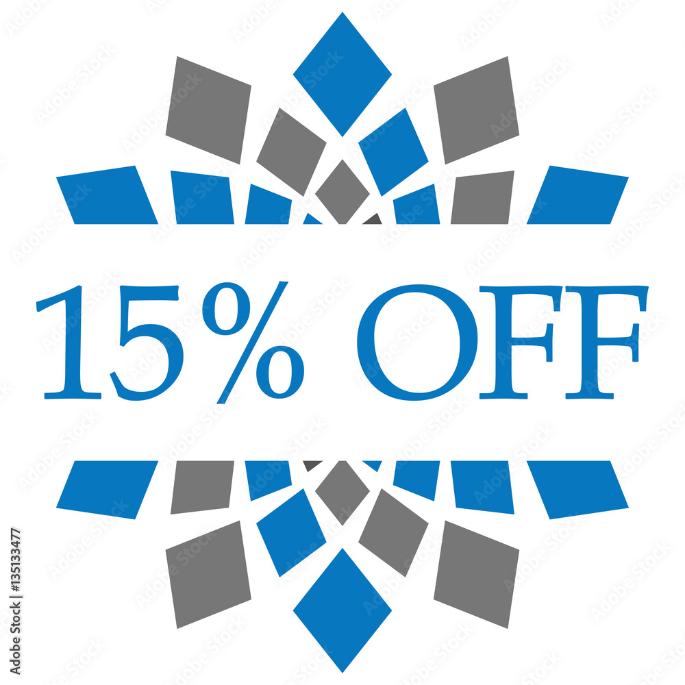 Discount 15 Percent Off Blue Grey Circular Stock Illustration | Adobe Stock