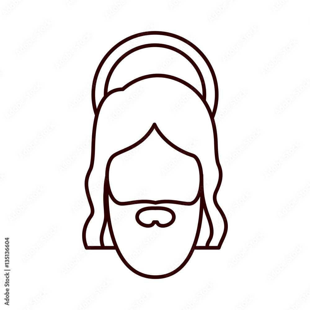 monochrome contour of jesus face vector illustration Stock Vector ...