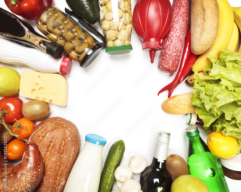 Set of different products on white background Stock Photo | Adobe Stock