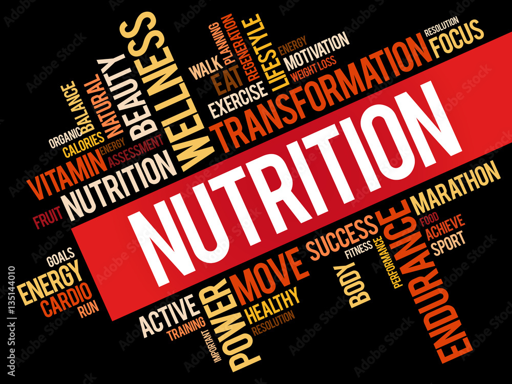Nutrition word cloud collage, health concept background Stock Vector ...