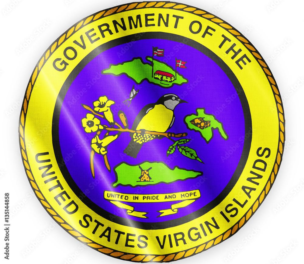 United States Virgin Islands seal waving flag close Stock Photo | Adobe ...