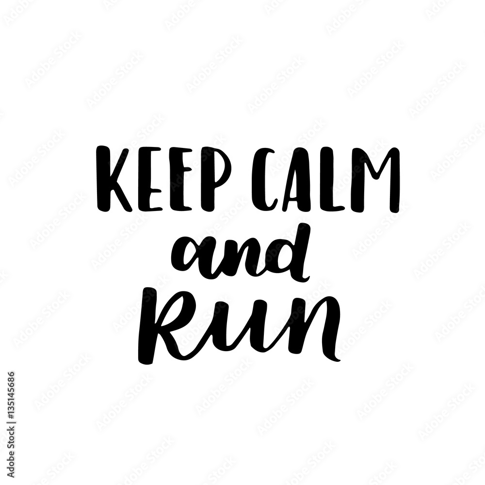 Vector handwritten lettering about sport and motivation. Black ink hand ...