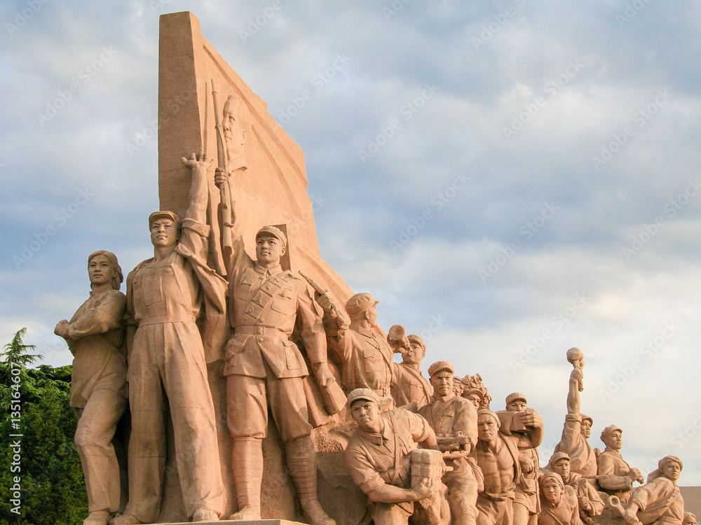 Red Army Statues at Mao's Mausoleum on Tiananmen Square, Beijing, China ...