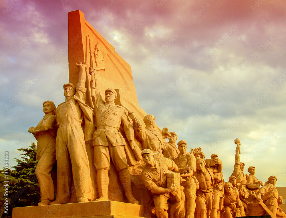 Red Army Statues at Mao's Mausoleum on Tiananmen Square, Beijing, China ...