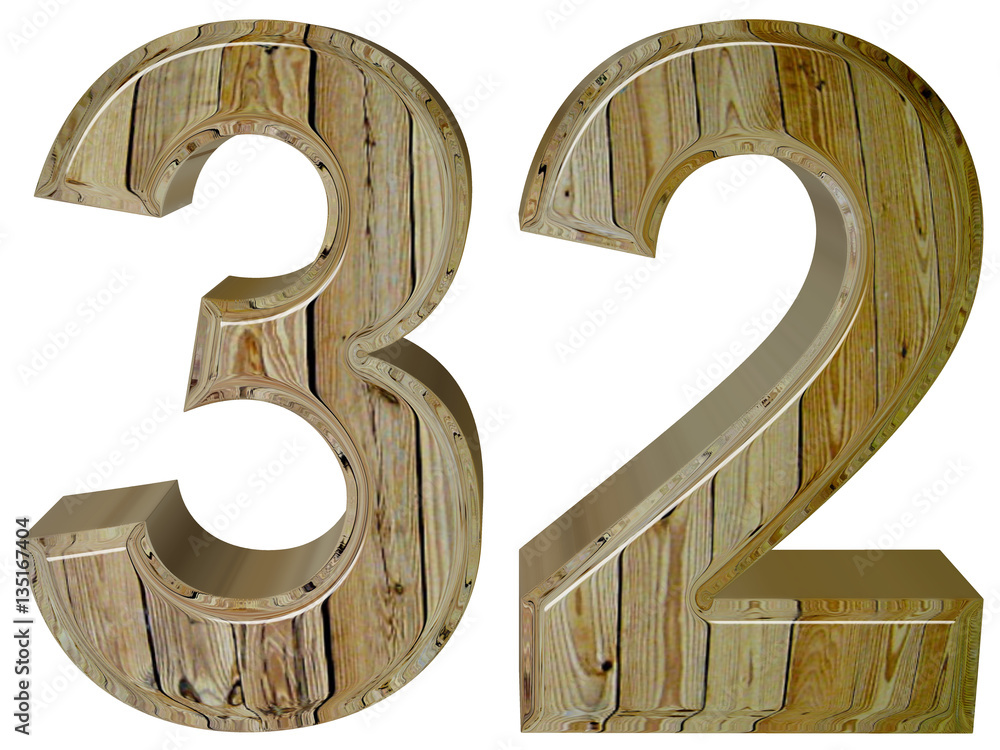 Numeral 32, thirty two, isolated on white background, 3d render Stock ...
