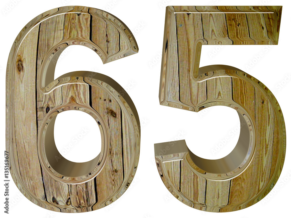 Numeral 65, sixty five, isolated on white background, 3d render Stock ...