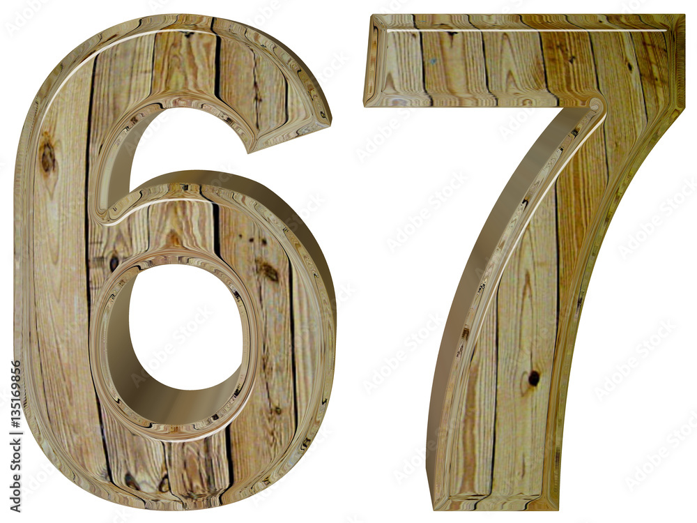 Numeral 67, sixty seven, isolated on white background, 3d render Stock ...