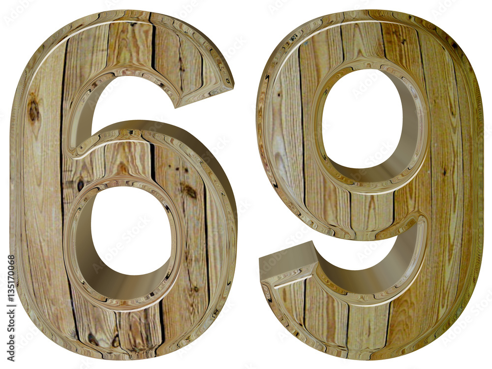 Numeral 69, sixty nine, isolated on white background, 3d render Stock ...