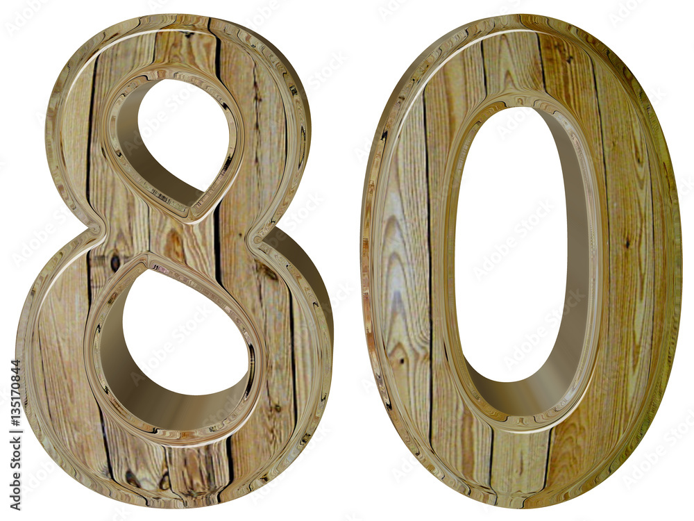 Numeral 80, eighty, isolated on white background, 3d render Stock ...