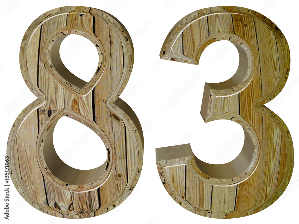 Numeral 83, eighty three, isolated on white background, 3d rende Stock ...