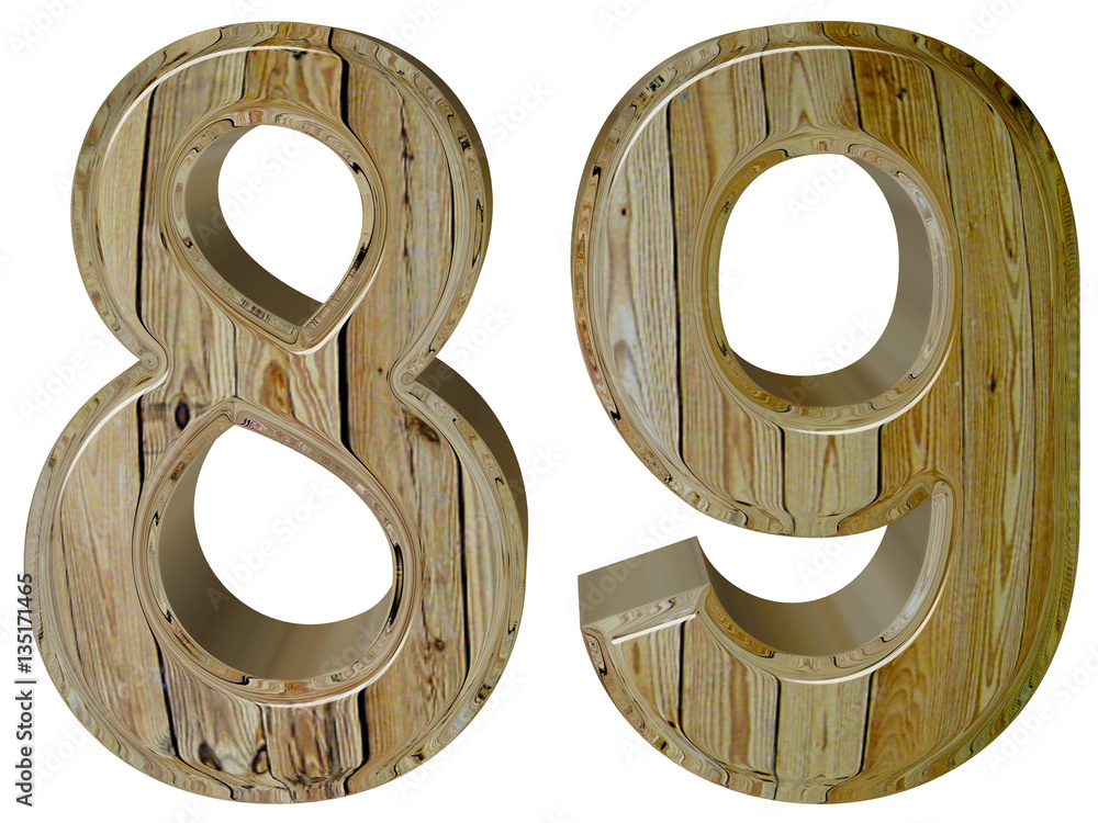 Numeral 89, eighty nine, isolated on white background, 3d render Stock ...
