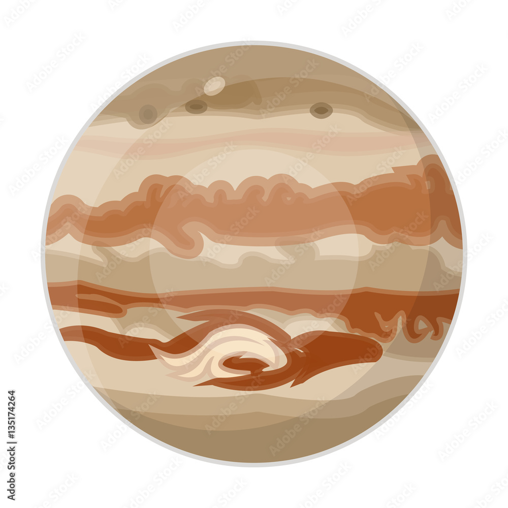 Jupiter icon in cartoon style isolated on white background. Planets ...