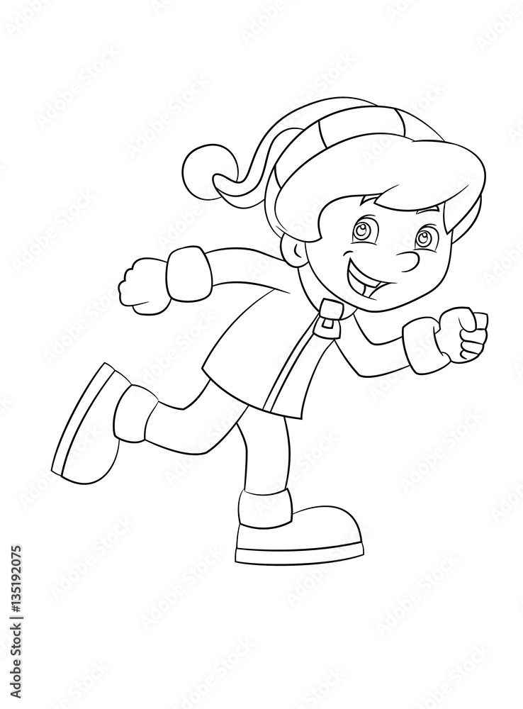 * Description/Title/Caption: Cartoon boy looking running and smiling ...
