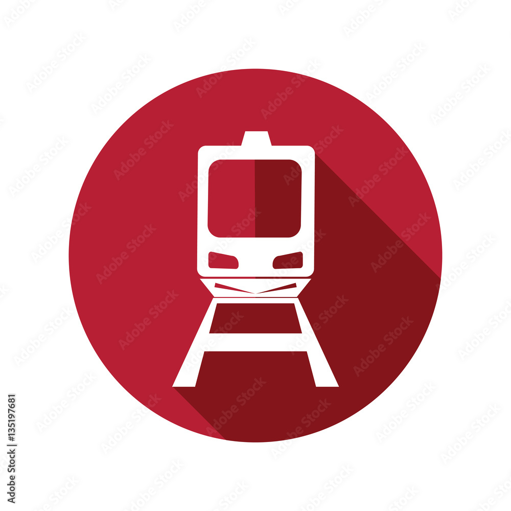 train icon isolated vector sign symbol on red background. Transport ...
