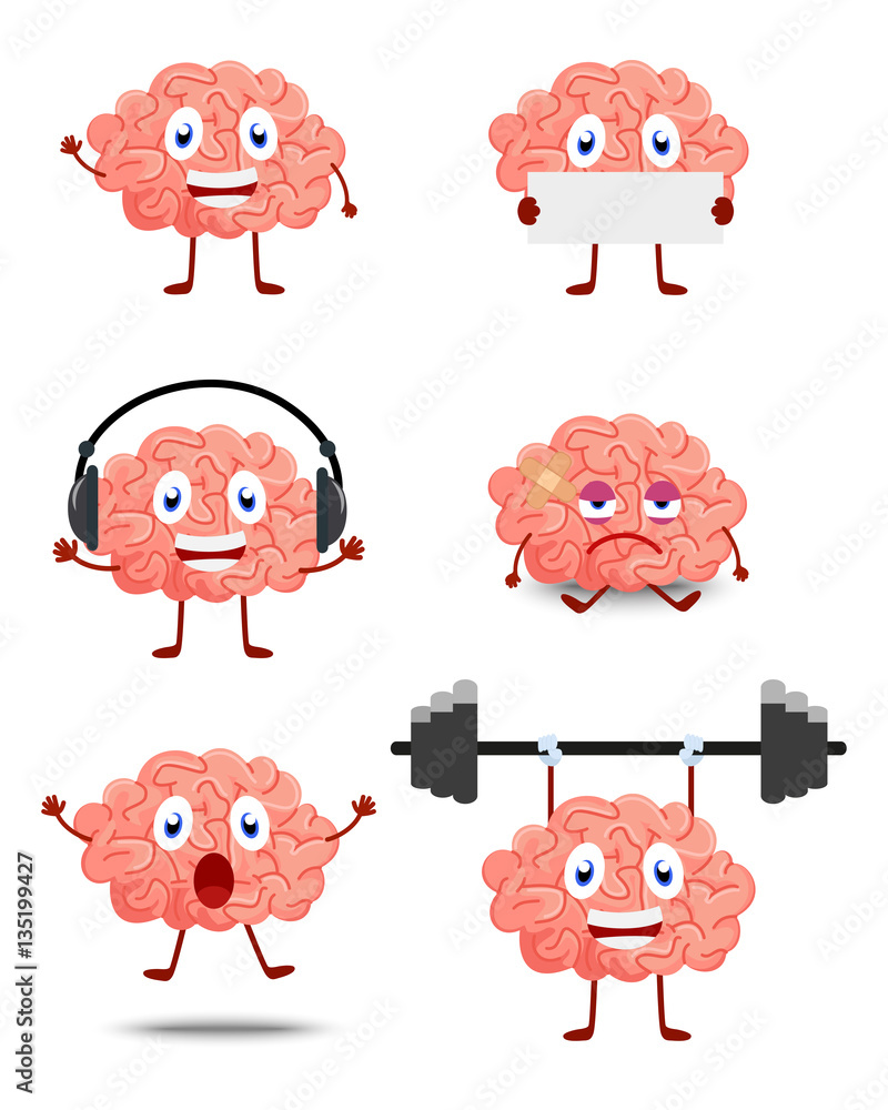 Brain cartoon illustration Stock Vector | Adobe Stock