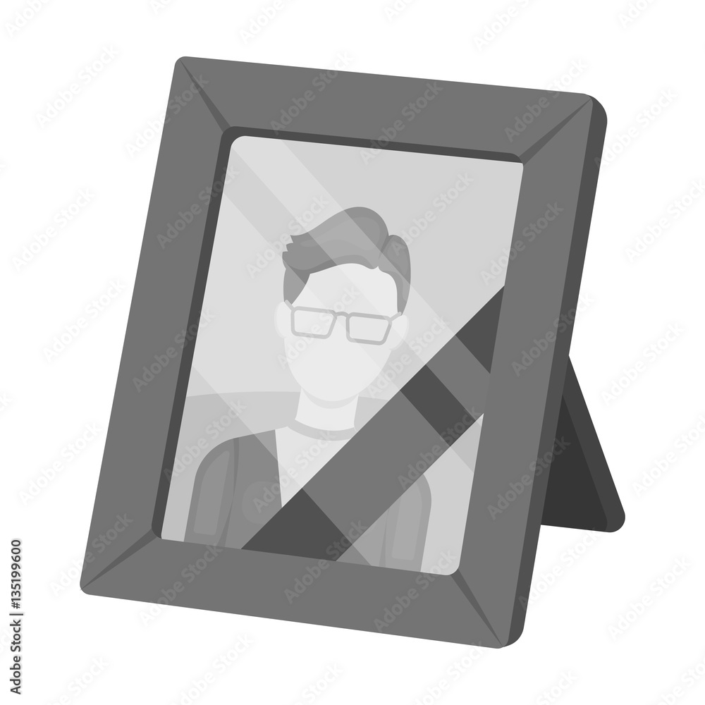 Portrait of deceased person icon in monochrome style isolated on white ...
