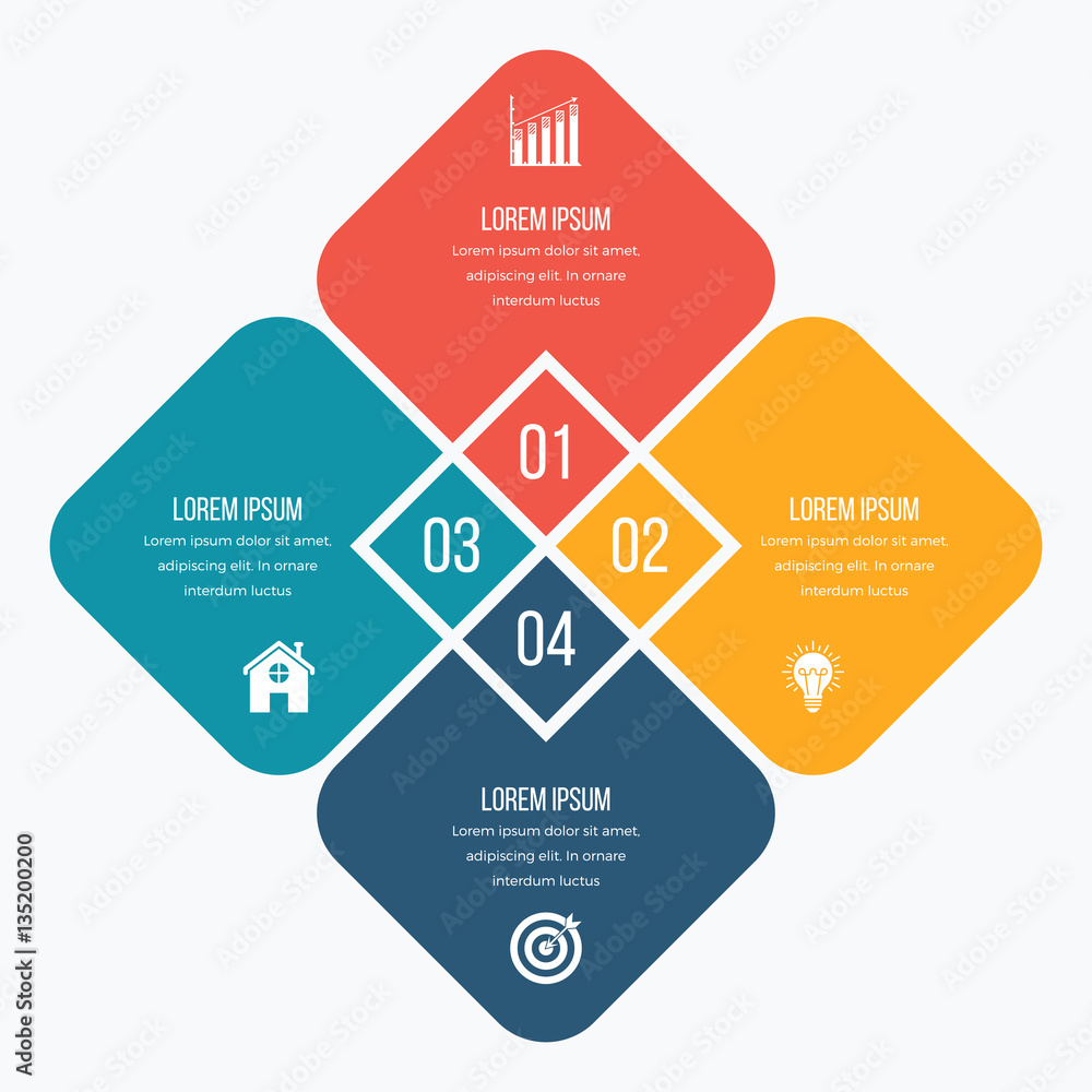 Infographics template four options with square Stock Vector | Adobe Stock