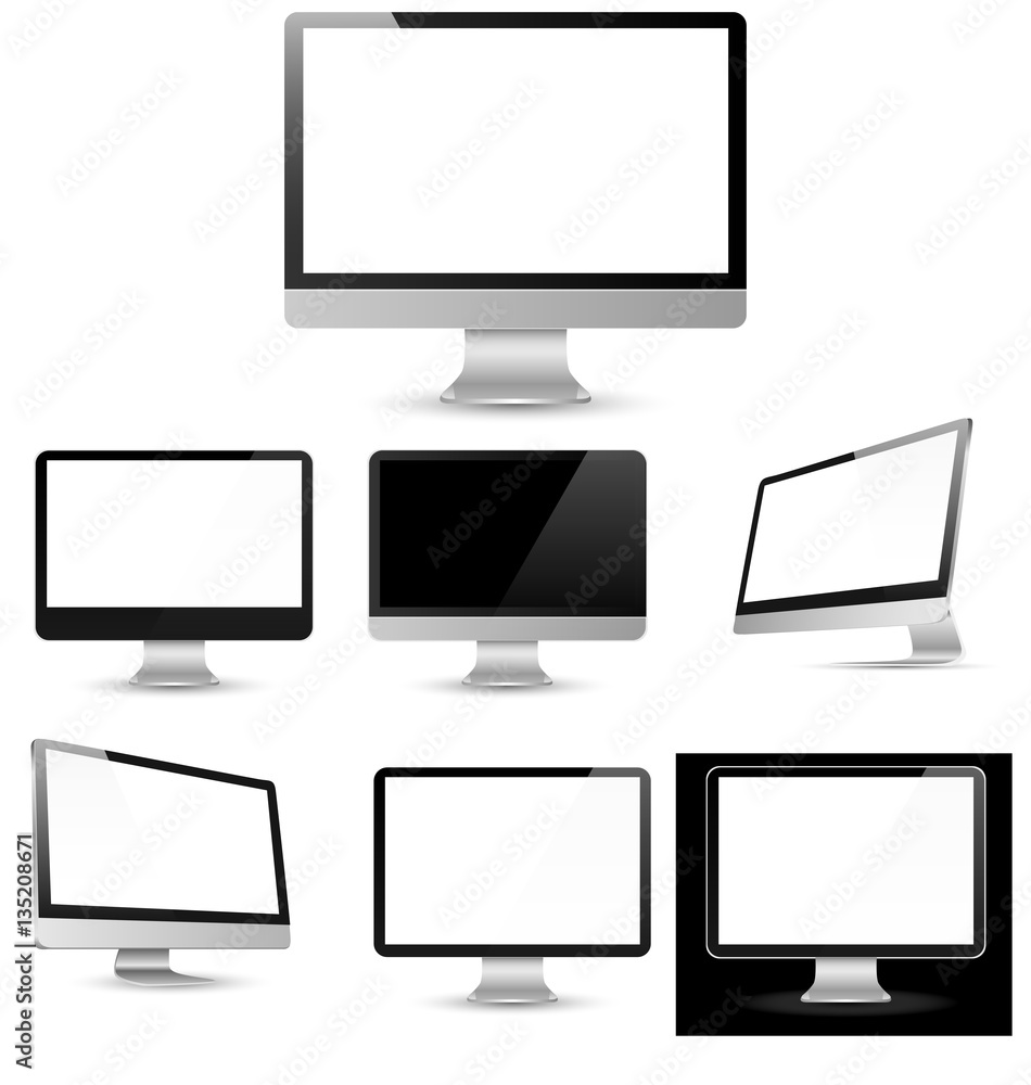 Different Computer Displays With Blank White Screen Isolated Vector different-computer-displays-with-blank-white-screen-isolated-vector